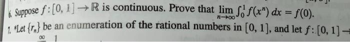 Solved 6. Suppose f:[0,1]→R is continuous. Prove that | Chegg.com