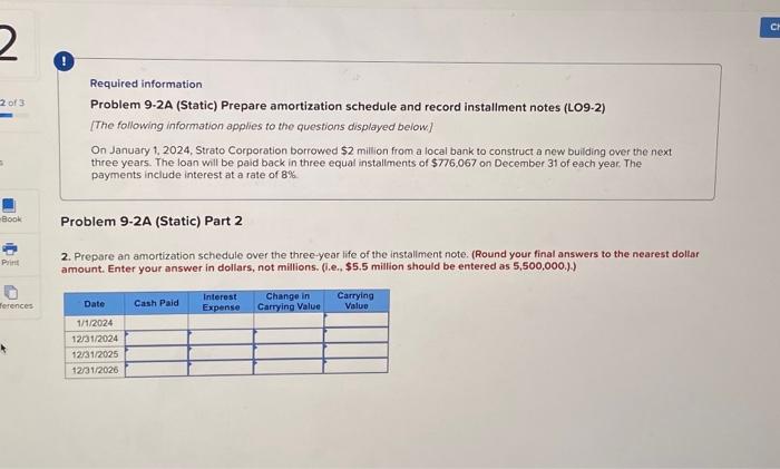 Solved Required information Problem 9-2A (Static) Prepare | Chegg.com