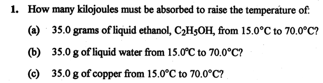 Pleaase solve This Q1 ﻿for me!How many kilojoules | Chegg.com