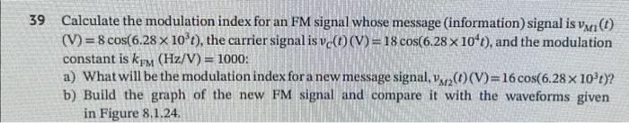 Solved 59 Calculate the modulation index for an FM signal | Chegg.com