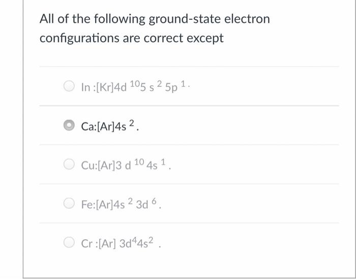 Solved All of the following ground-state electron | Chegg.com
