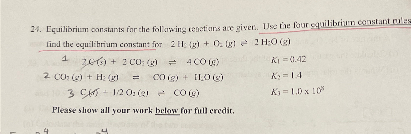 Solved Equilibrium constants for the following reactions are | Chegg.com