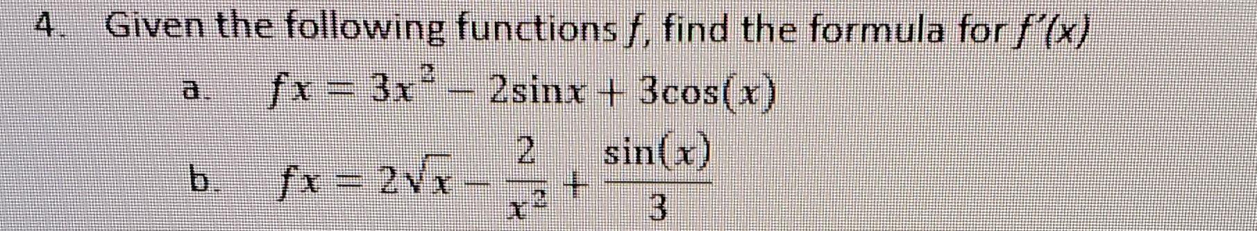 Solved Given the following functions f, find the formula for | Chegg.com