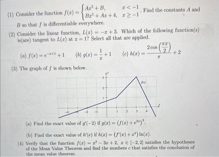 Solved (1) Consider the function | Chegg.com
