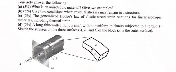 Solved Concisely answer the following: (a) (5%) What is an | Chegg.com