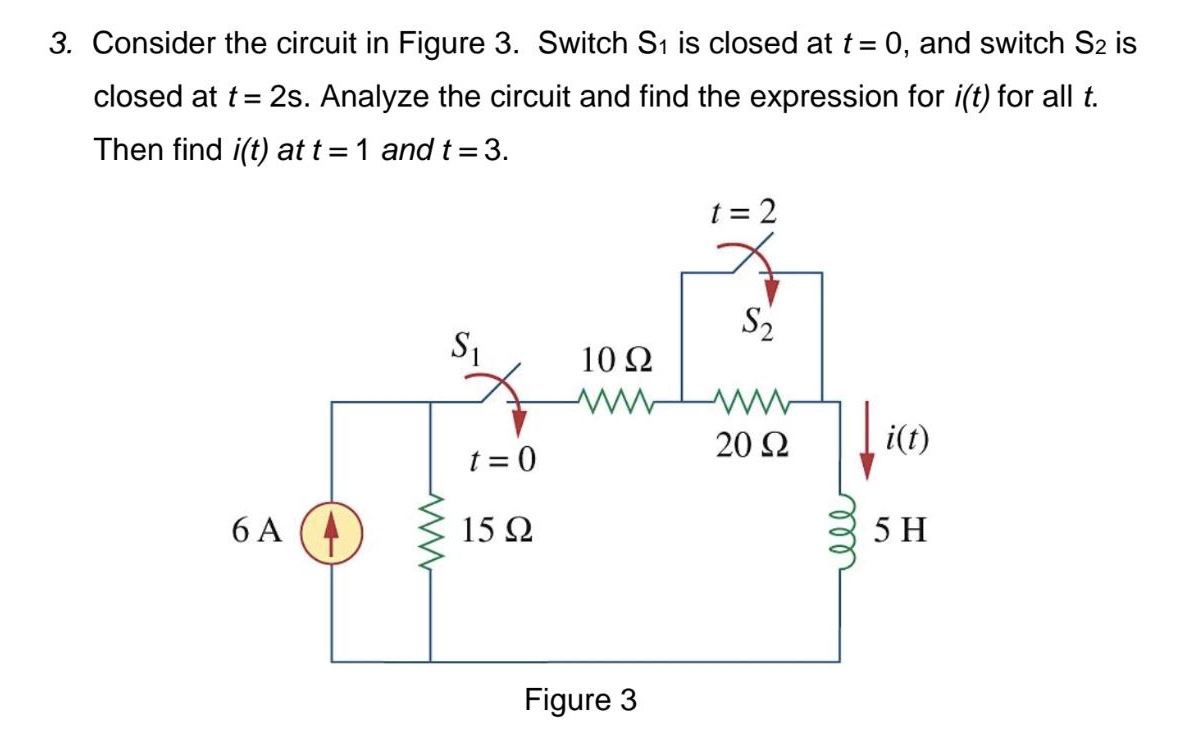 Solved Consider the circuit in Figure 3. ﻿Switch S1 ﻿is | Chegg.com