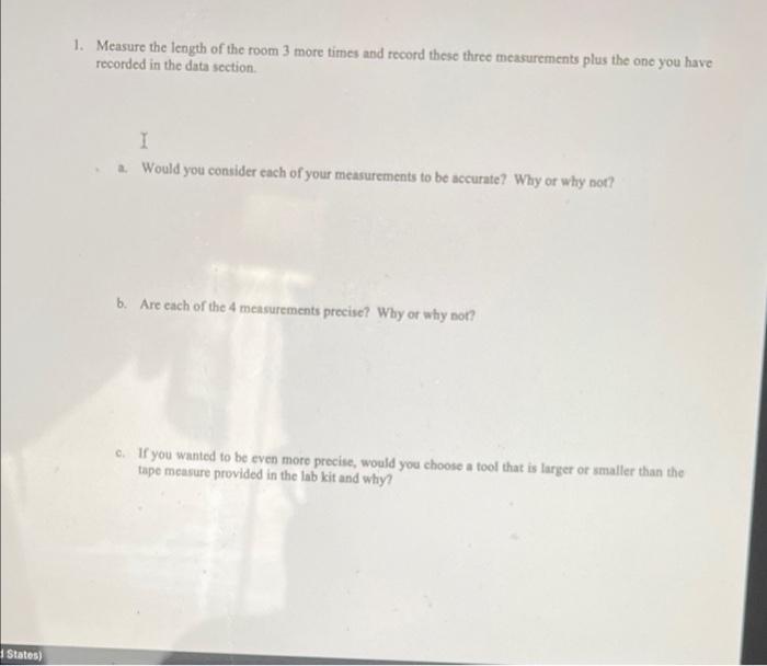 Solved Experiment Part 1-Measurements of Length Using the | Chegg.com