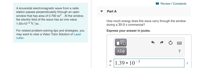 Solved Review I Constants Part A A sinusoidal | Chegg.com