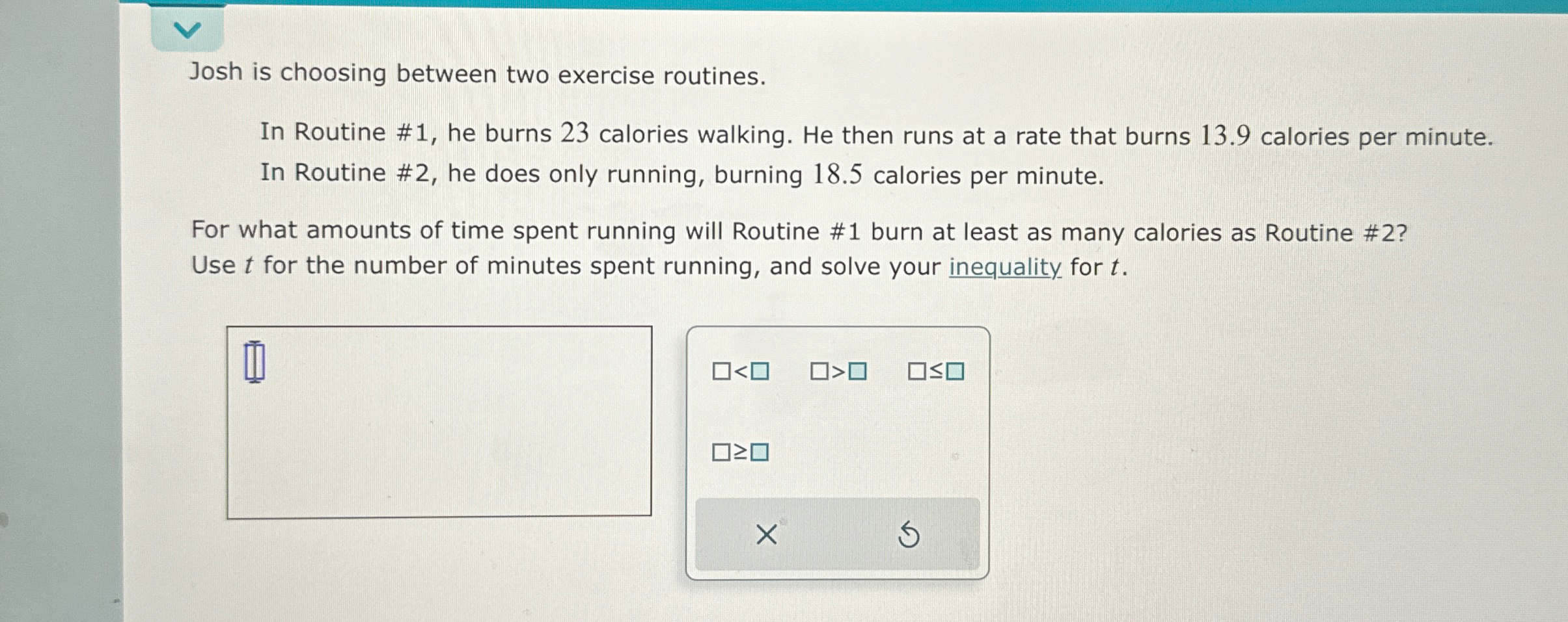 Solved Josh is choosing between two exercise routines.In | Chegg.com