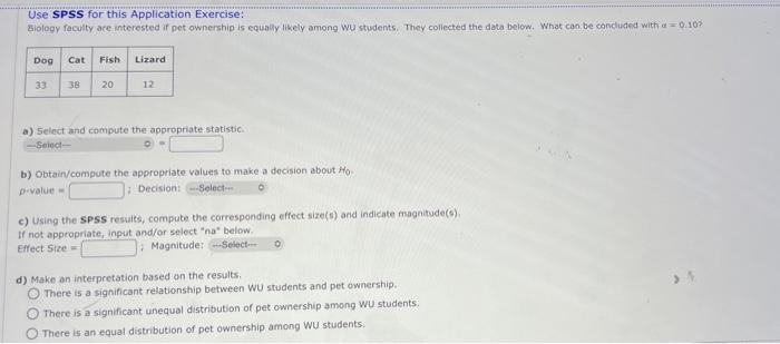 Solved Use SPSS for this Application Exercise: giology | Chegg.com