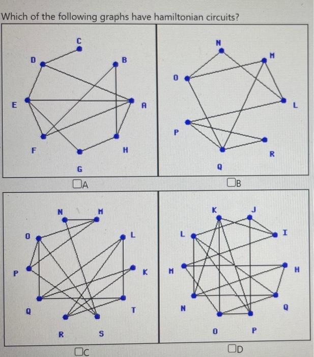 Which of the following graphs have hamiltonian | Chegg.com