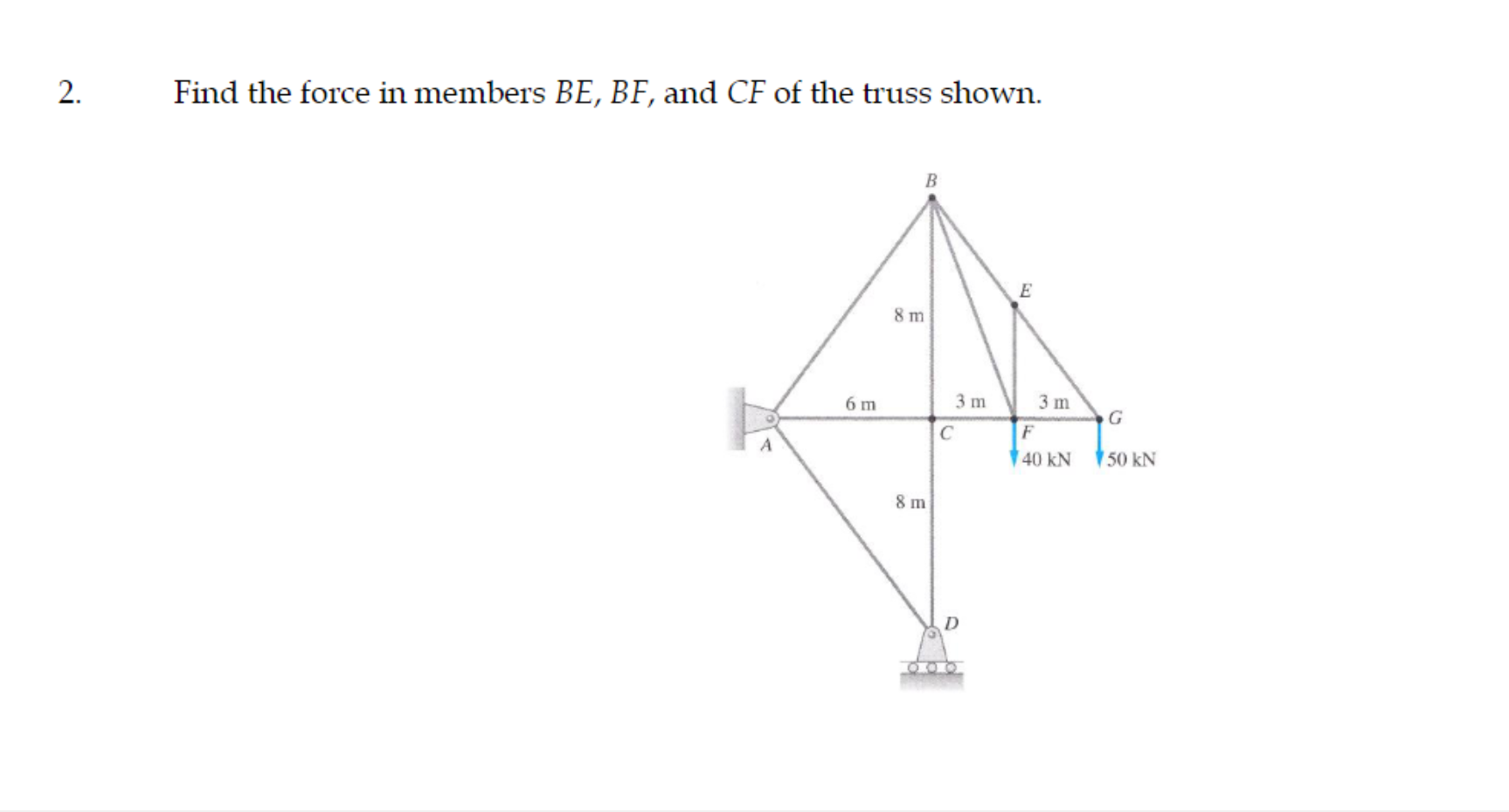 Solved Must be solved using the 'Method of Sections' . Be | Chegg.com Solved Must be solved using the 'Method of Sections' . Be | Chegg.com