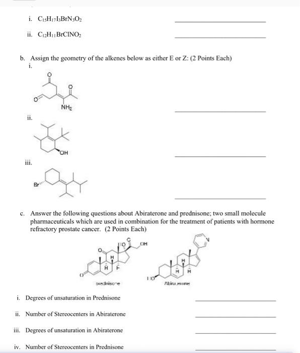 Solved b. Assign the geometry of the alkenes below as either | Chegg.com