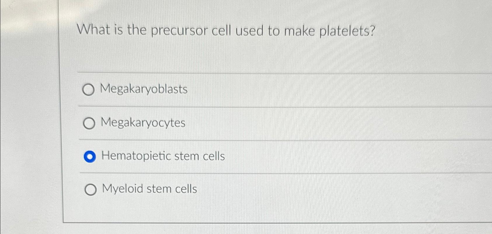 Solved What is the precursor cell used to make | Chegg.com