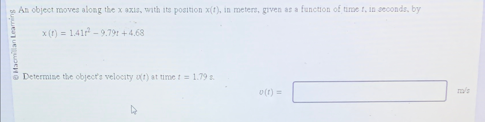 Solved an object moves along the x ﻿axis, with its position | Chegg.com