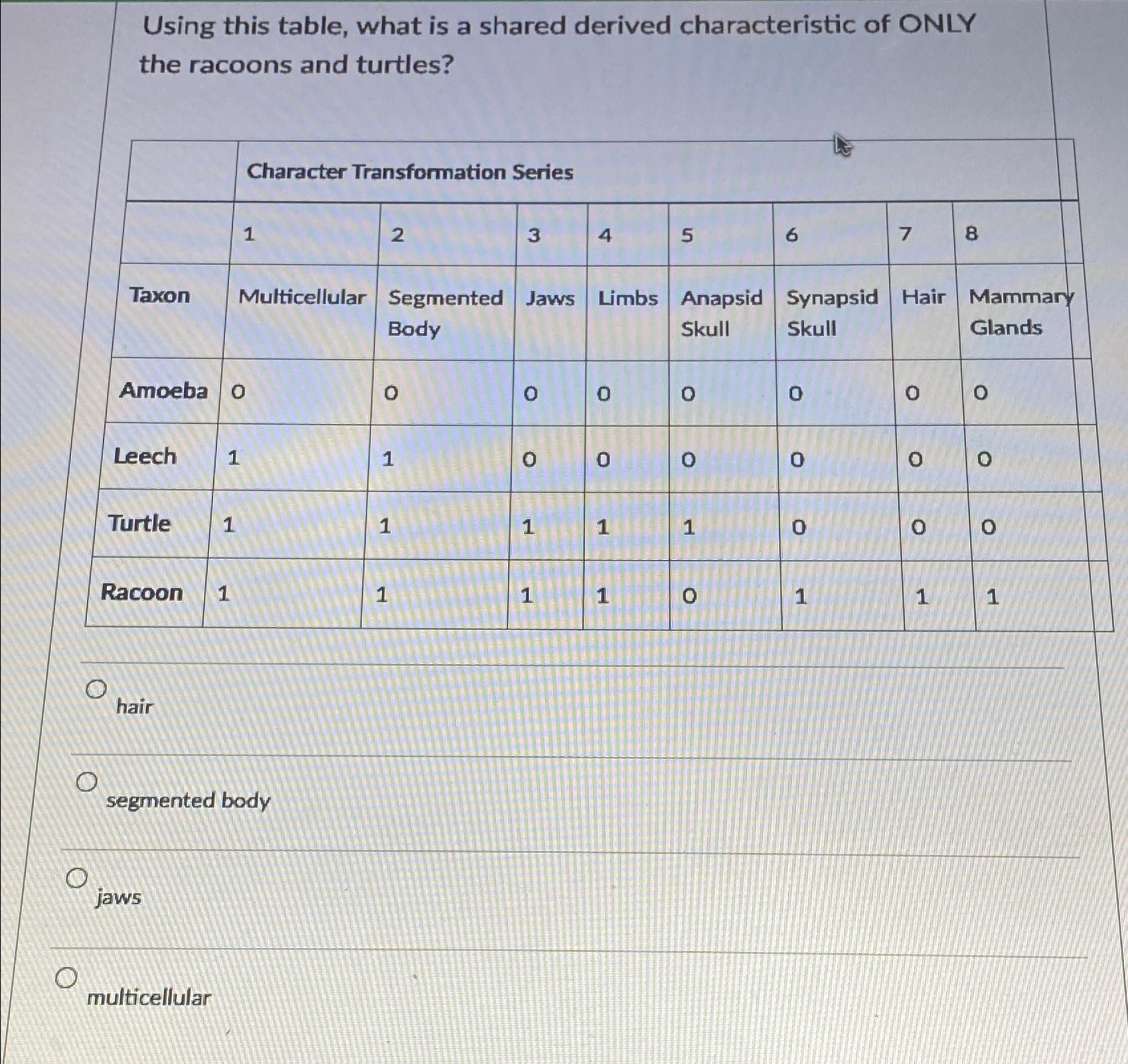 Solved Using this table, what is a shared derived | Chegg.com
