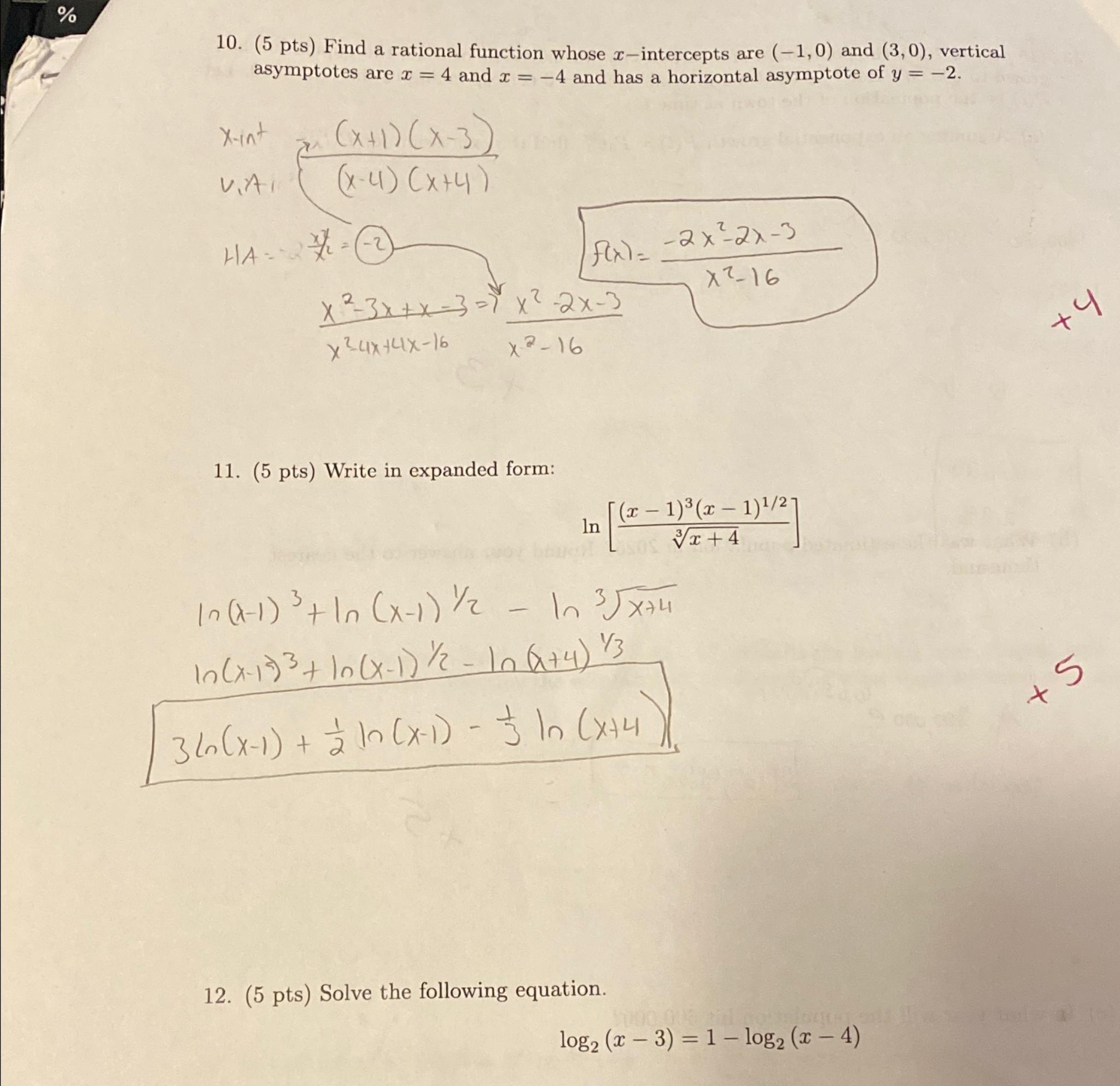 Solved (5 ﻿pts) ﻿Find a rational function whose x-intercepts | Chegg.com