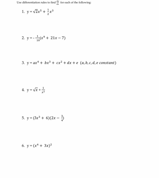 Solved use differentiation rules to find dy/dx please show | Chegg.com