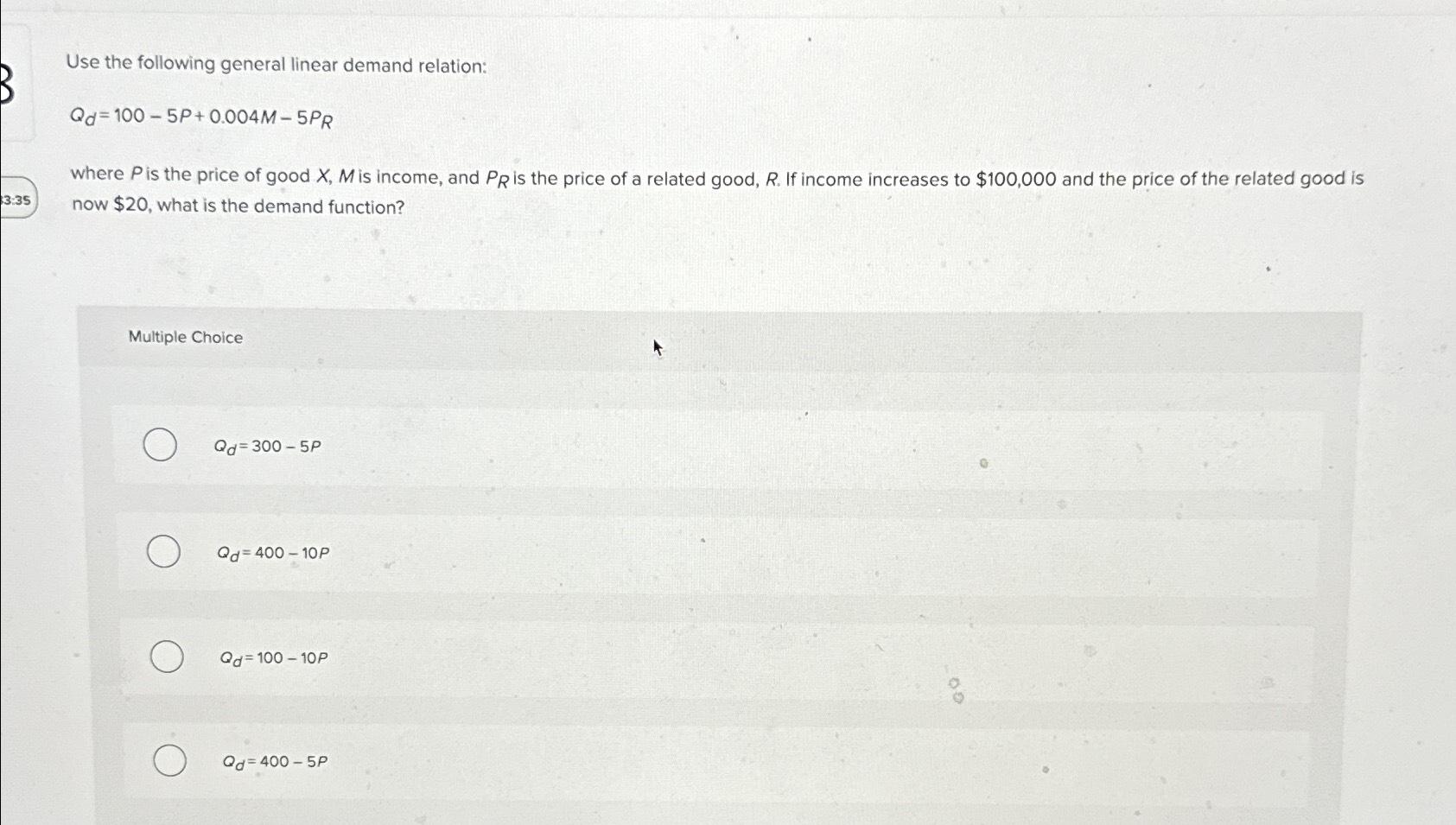 Solved Use the following general linear demand | Chegg.com