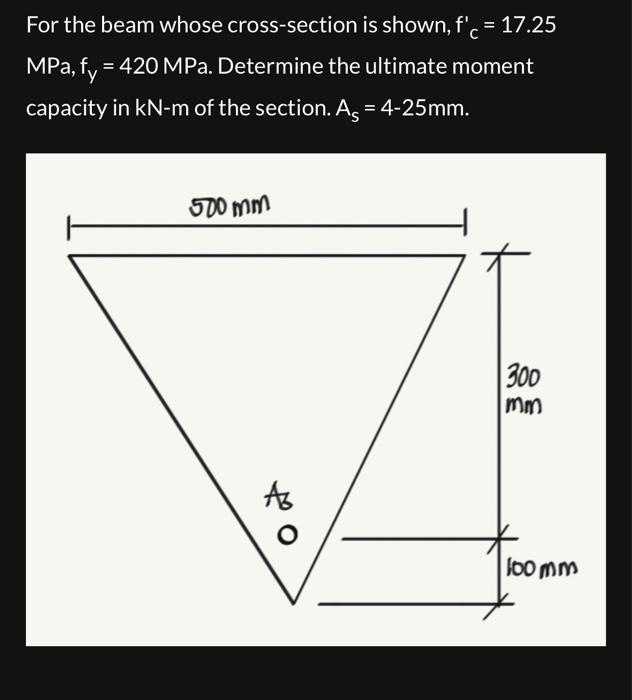 Solved For the beam whose cross-section is shown, f′c=17.25 | Chegg.com