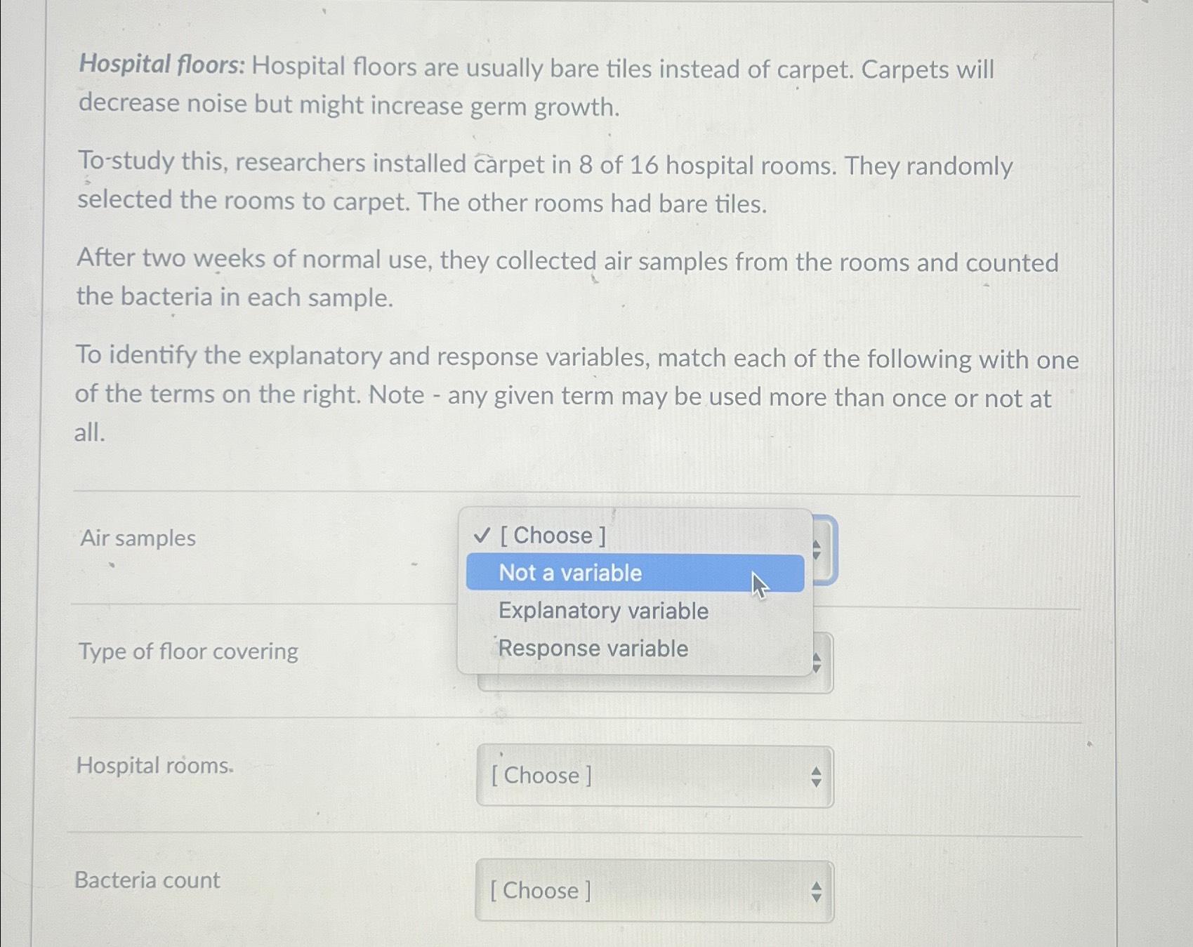Solved Hospital floors: Hospital floors are usually bare | Chegg.com