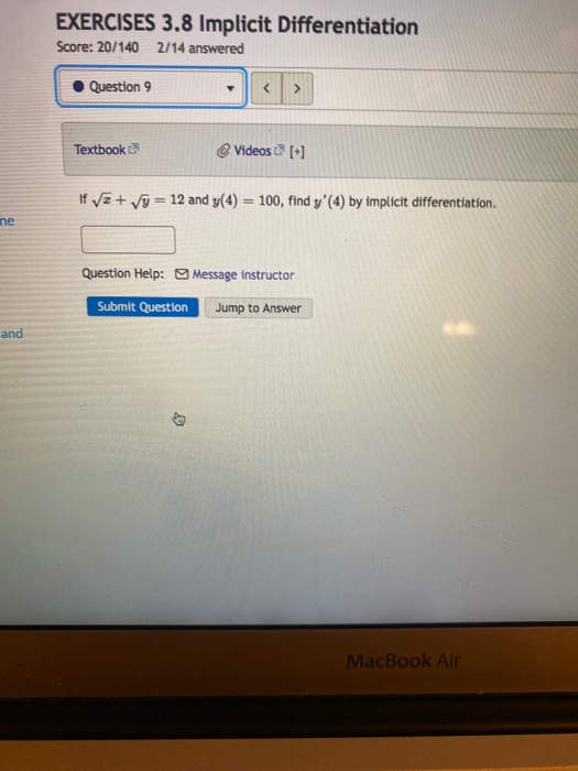 Solved EXERCISES 3.8 Implicit Differentiation Score: 10/140 | Chegg.com