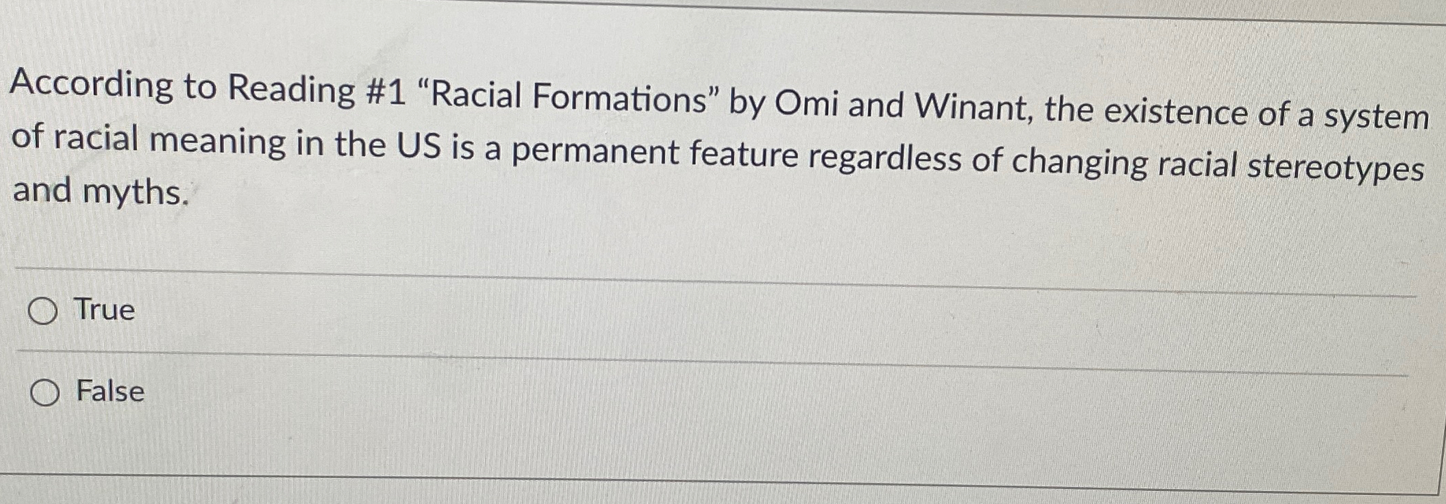 Solved According to Reading #1 ﻿"Racial Formations" by Omi | Chegg.com
