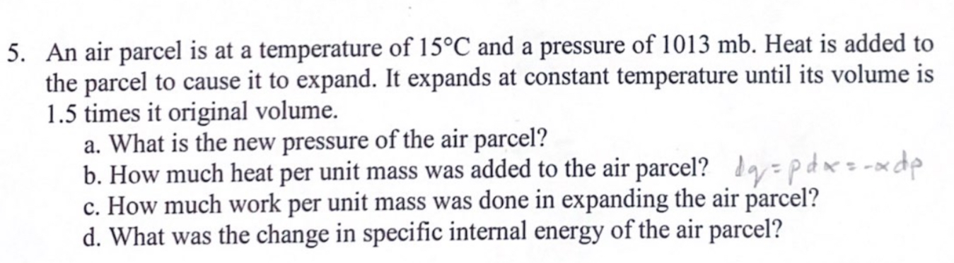 Solved An air parcel is at a temperature of 15°C ﻿and a | Chegg.com