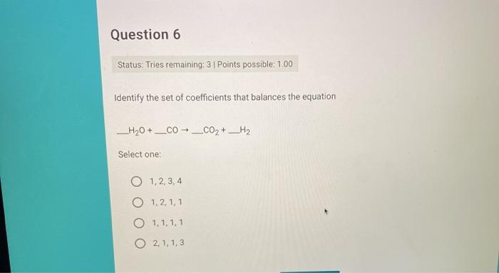 Solved Question 6 Status: Tries remaining: 3 | Points | Chegg.com