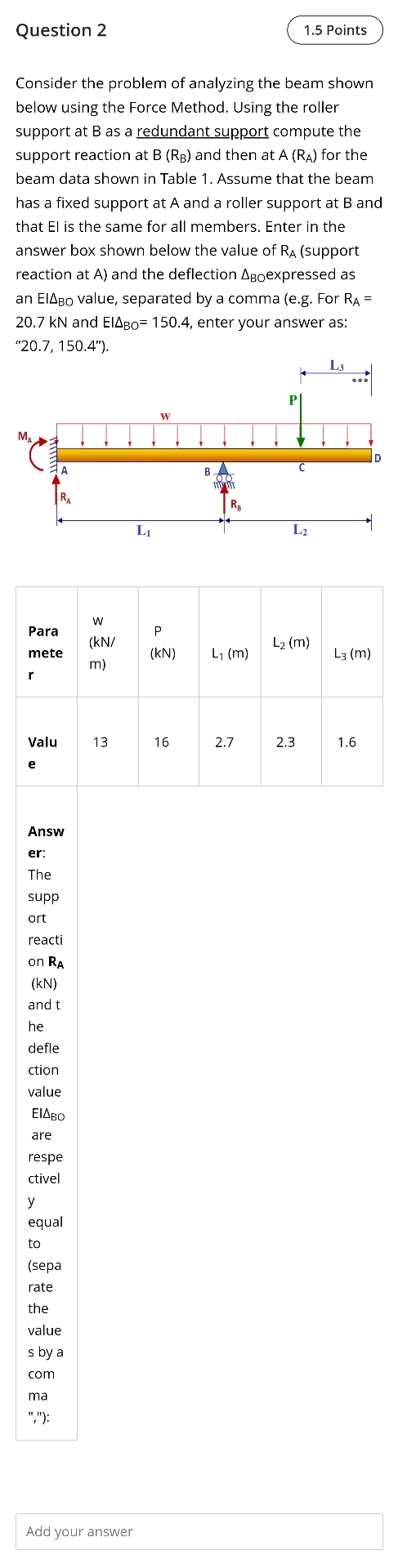 Solved Question 2Consider the problem of analyzing the beam | Chegg.com