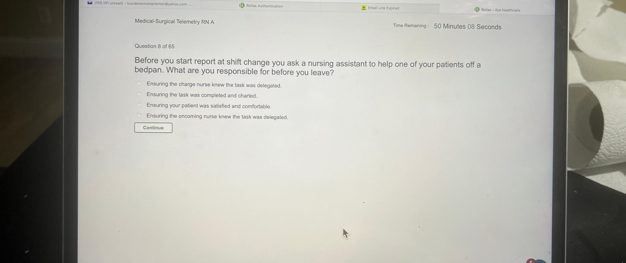 Solved Medical-Surgical Telemetry RN ATime Remaining: 50 | Chegg.com