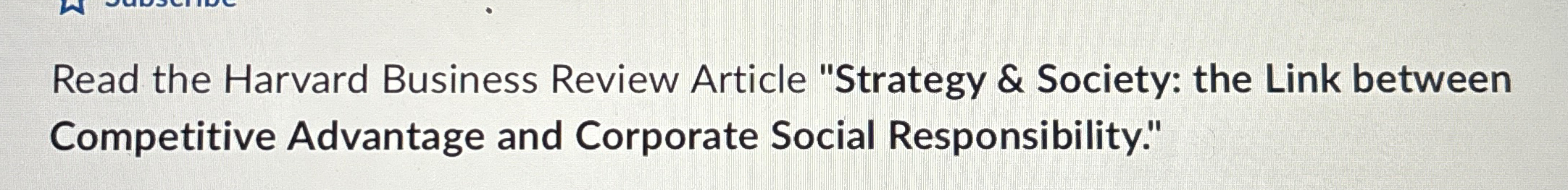 Solved Read the Harvard Business Review Article "Strategy & | Chegg.com