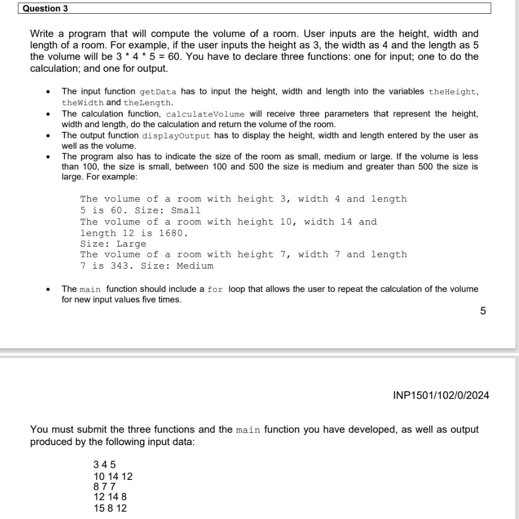 Solved Question 3write A Program That Will Compute The 
