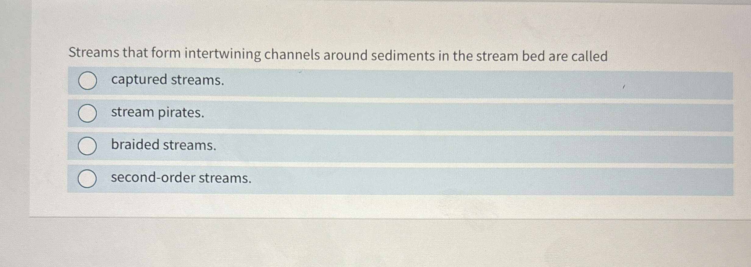 Solved Streams that form intertwining channels around | Chegg.com