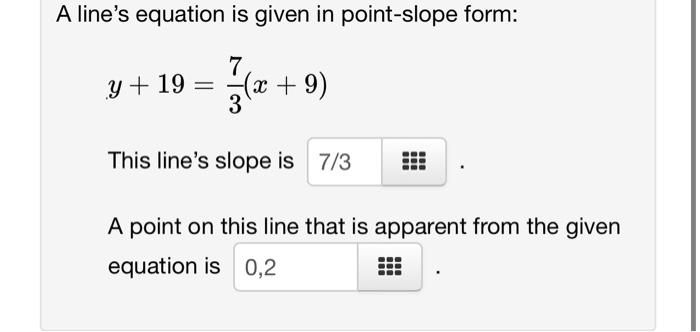 Solved A line's equation is given in point-slope form: | Chegg.com