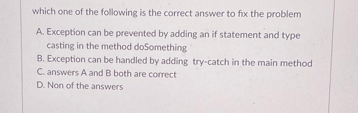 Solved The following code is causing an exception during the | Chegg.com