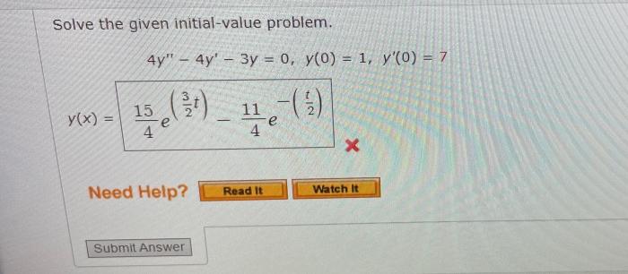 Solved Solve the given initial-value problem. | Chegg.com