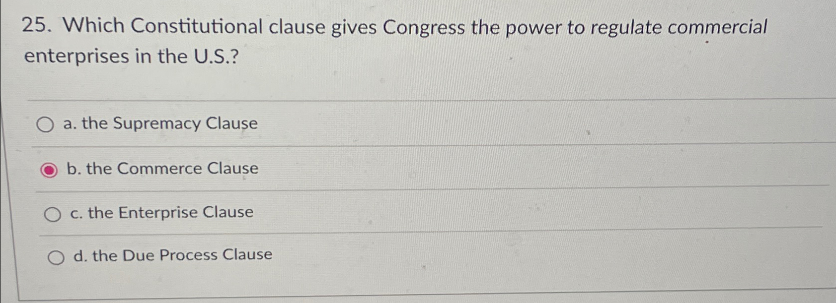 Solved Which Constitutional clause gives Congress the power | Chegg.com