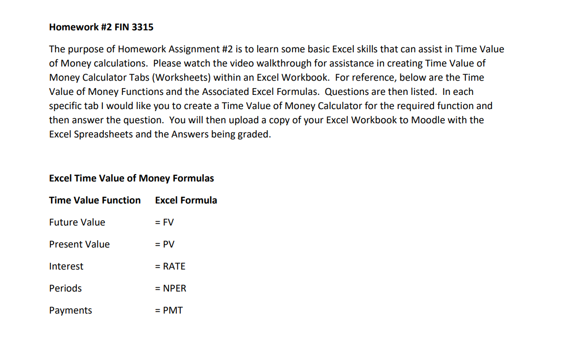 Solved Homework 2 ﻿fin 3315 ﻿the Purpose Of ﻿homework