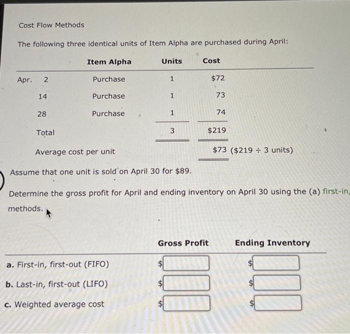 Solved Cost Flow Methods The following three identical units | Chegg.com