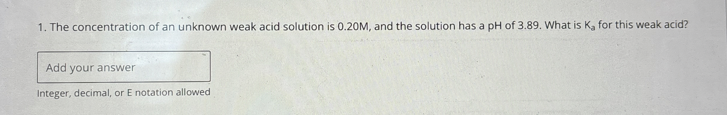 The concentration of an unknown weak acid solution is | Chegg.com