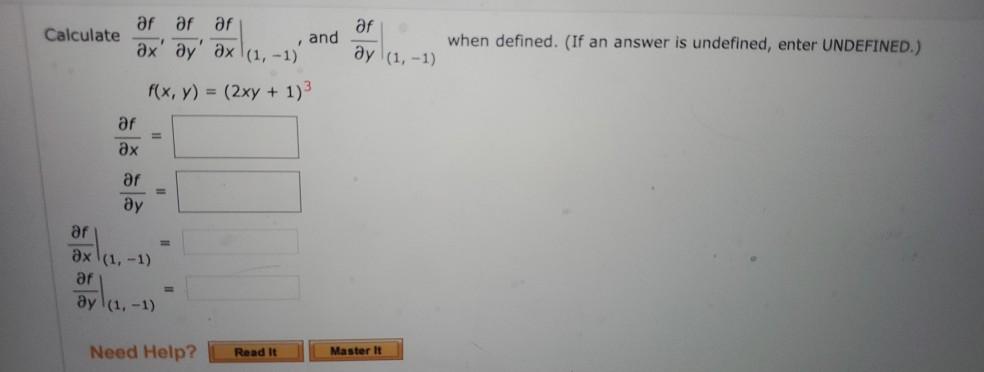 Solved Calculate + af af af af and ax' ay' ax (1, -1) f(x, | Chegg.com