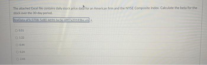 Solved The attached Excel file contains daily stock price | Chegg.com