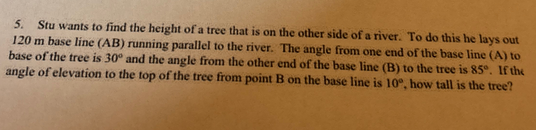 Solved Stu wants to find the height of a tree that is on the | Chegg.com