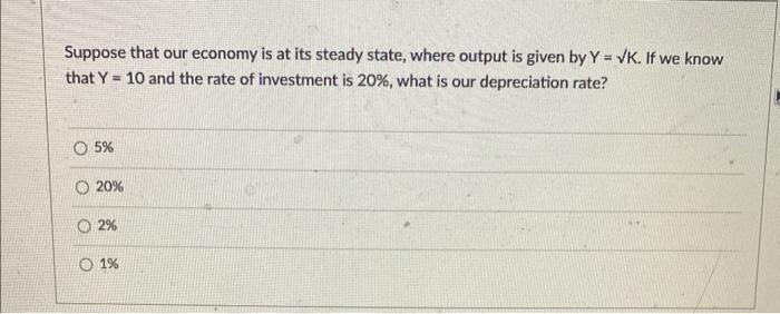 Solved Suppose that our economy is at its steady state, | Chegg.com