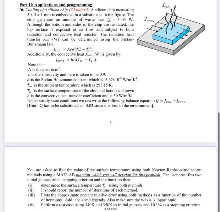 Part II: Applications and programming 6. Cooling of a | Chegg.com
