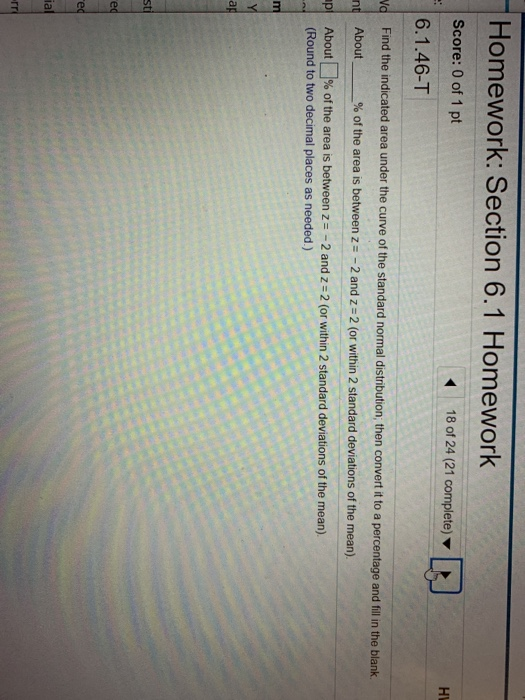 Solved Homework Section 6 1 Homework Score 0 Of 1 Pt 18 Of