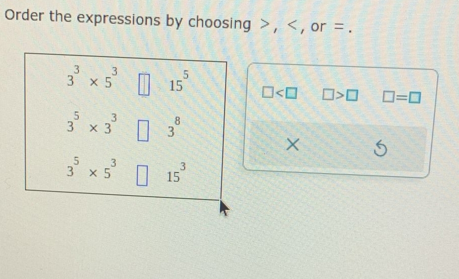 Solved Order the expressions by choosing >,