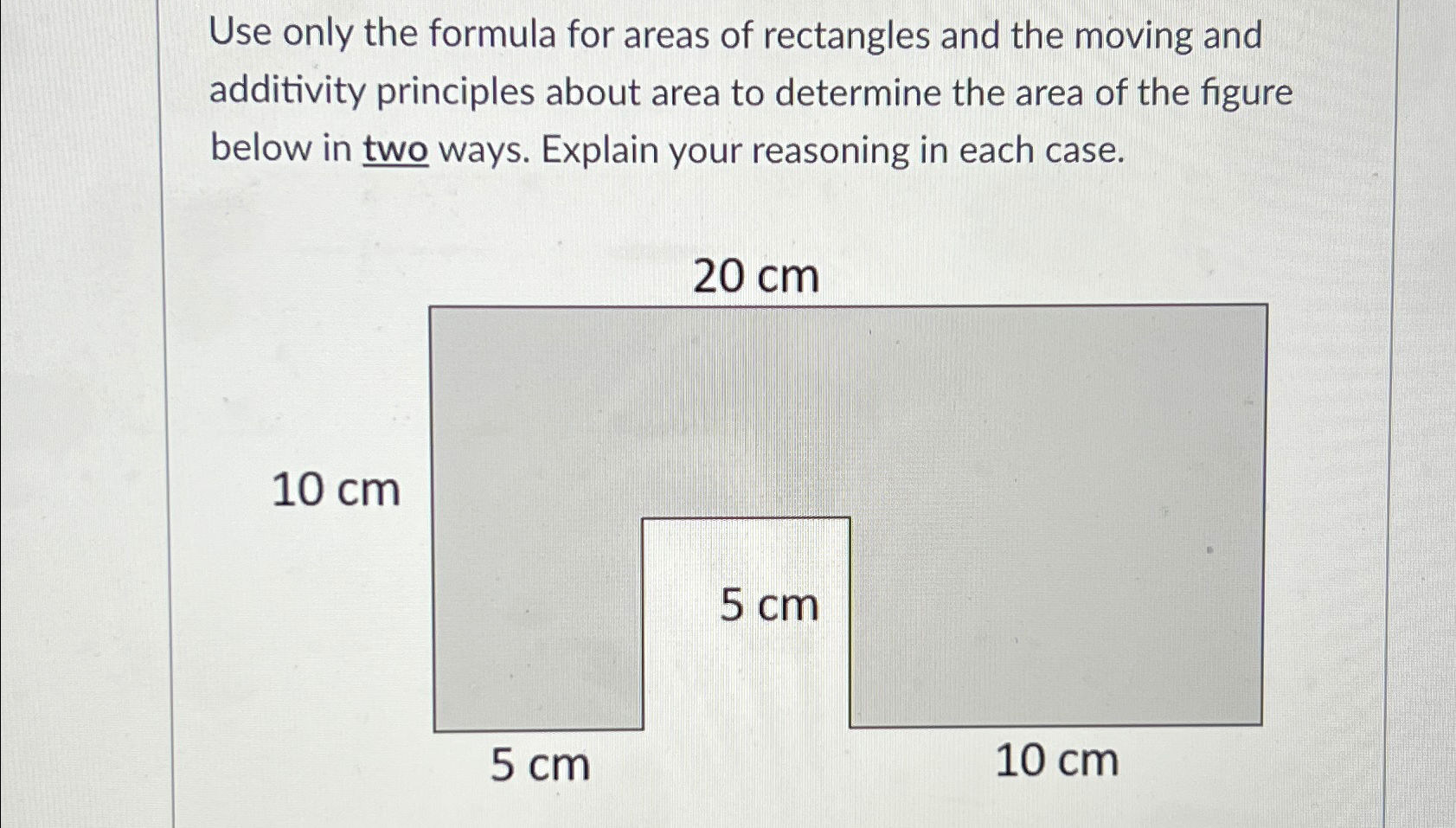 Solved Use only the formula for areas of rectangles and the | Chegg.com