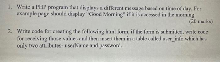 Solved 1. Write a PHP program that displays a different | Chegg.com